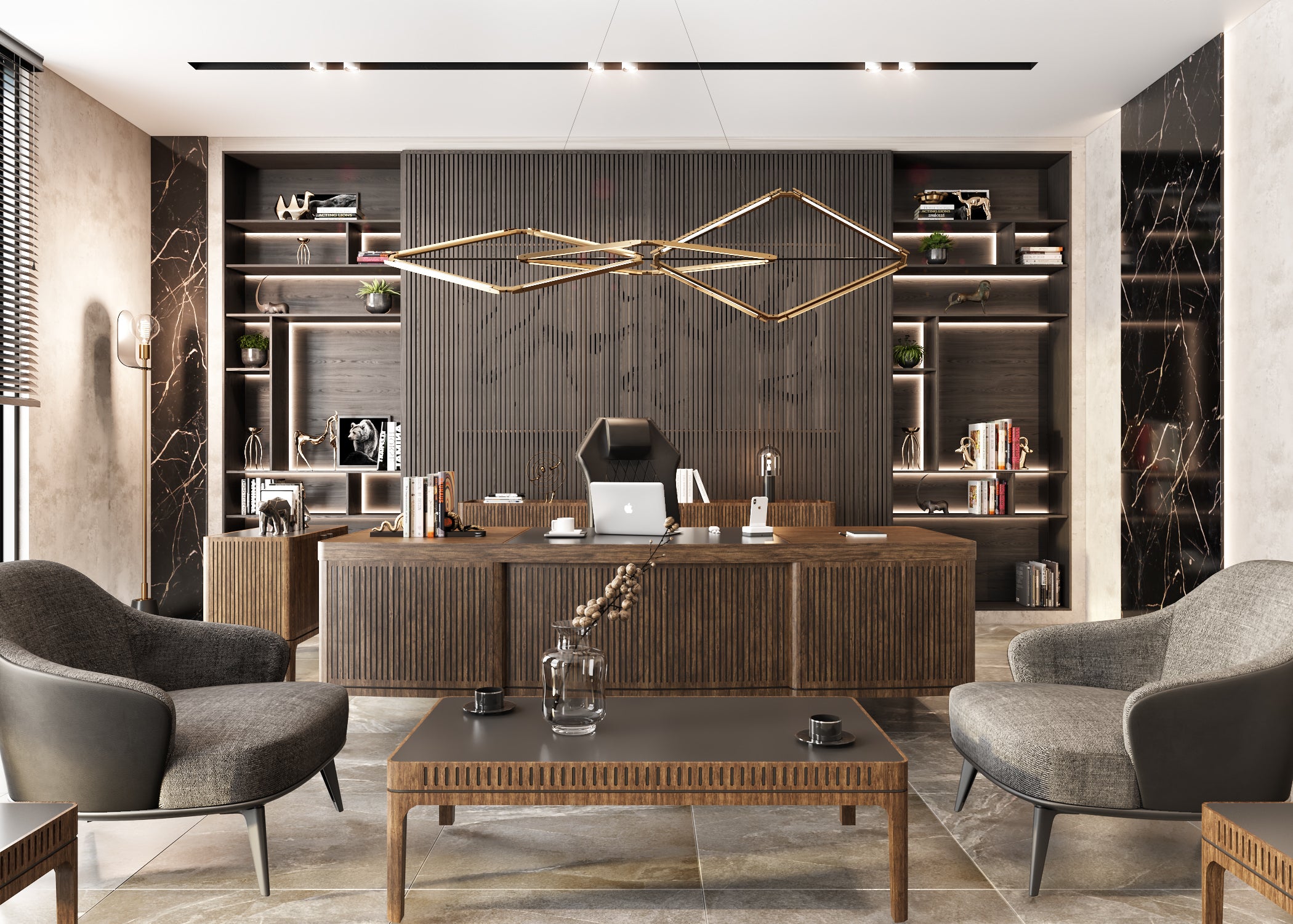 Luxury Executive Set in Oak Veneer | High-End Office Furniture
